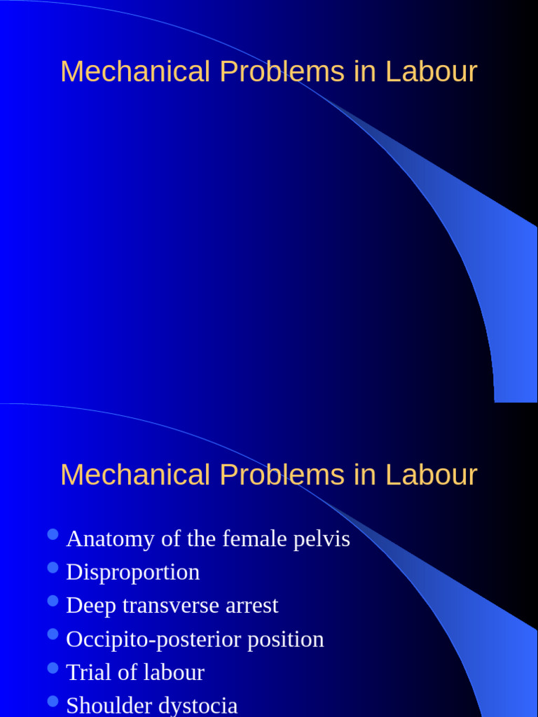 Mechanical Issues in Labor Management | PDF | Pelvis | Childbirth