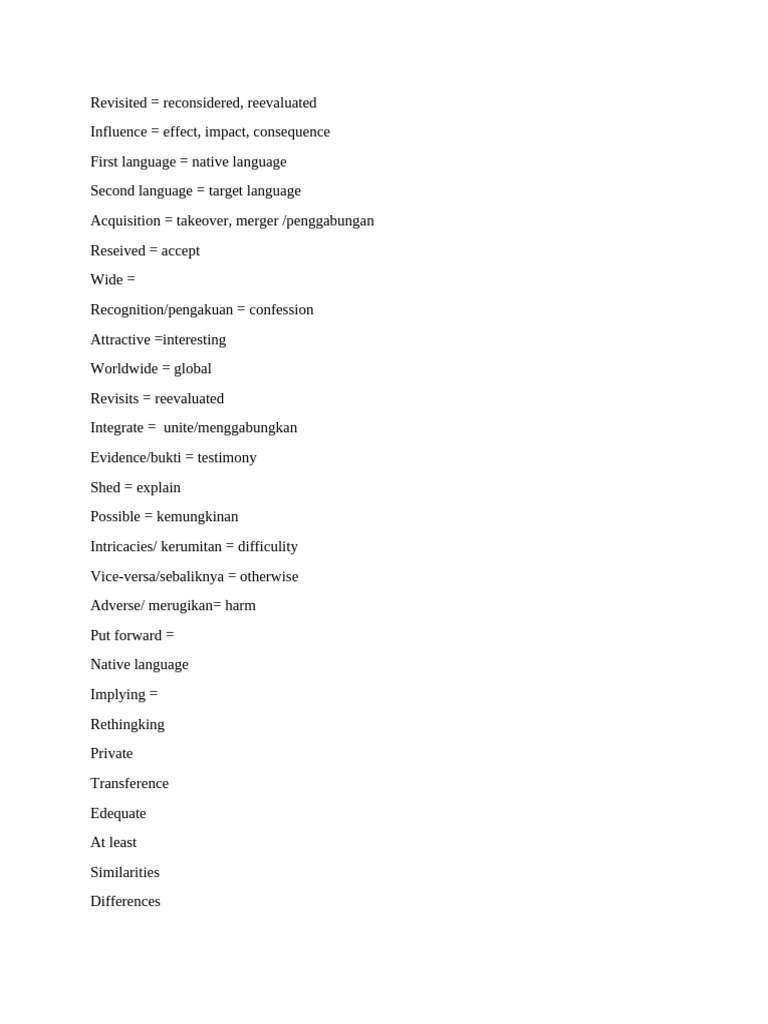 Language Terms and Their Synonyms | PDF