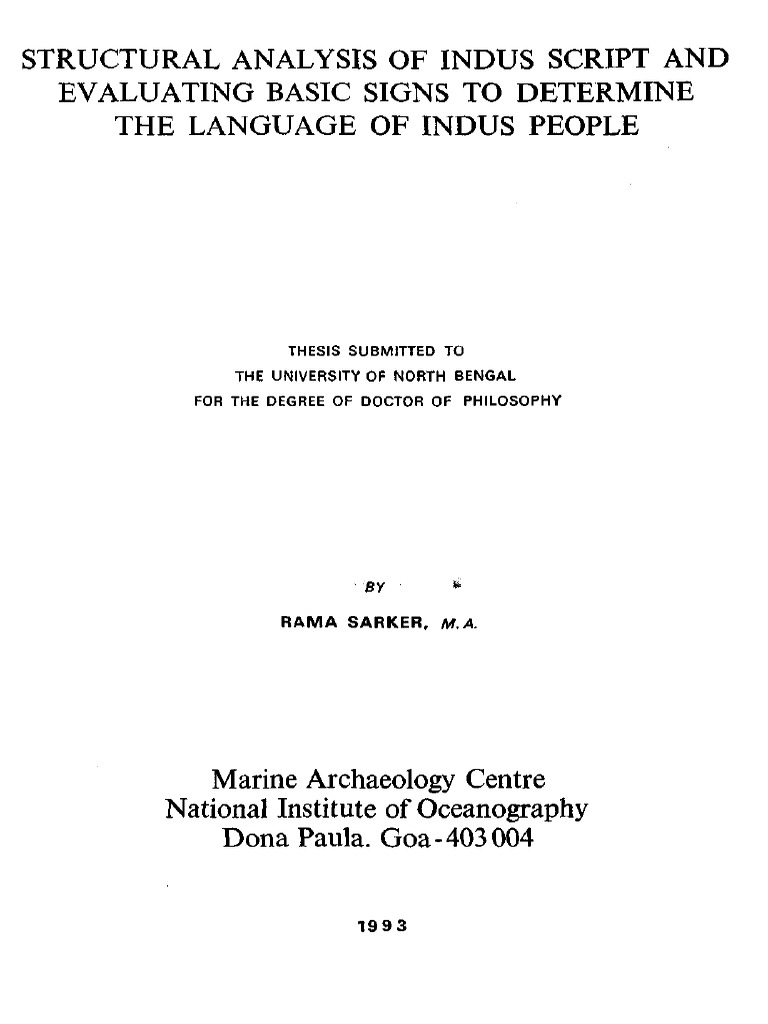 Structural Analysis of Indus Script and | PDF | Indus River