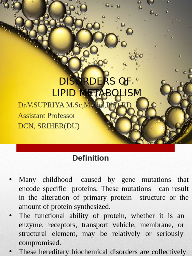 Lipid Metabolism Disorders Overview | PDF | Lipoprotein | Low Density ...
