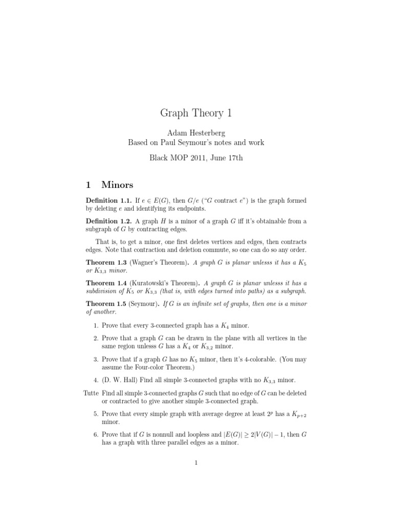 Graph Theory 2 - Adam Hesterberg - MOP (Black) 2011 | PDF