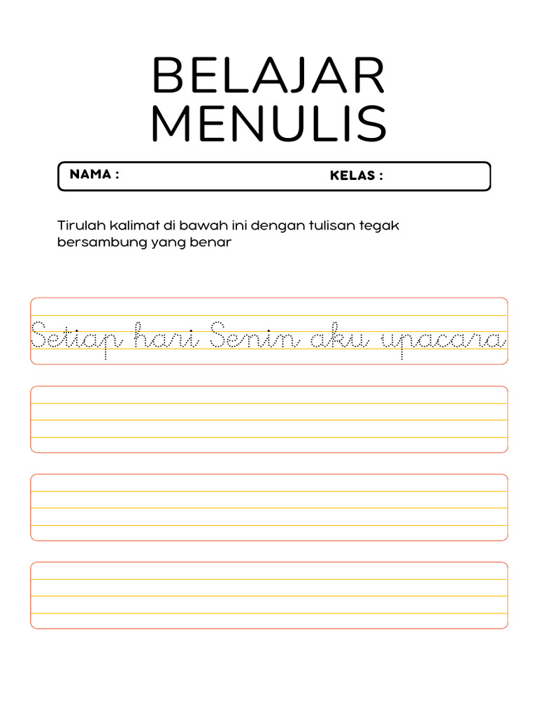 Latihan Menulis Tegak Bersambung | PDF