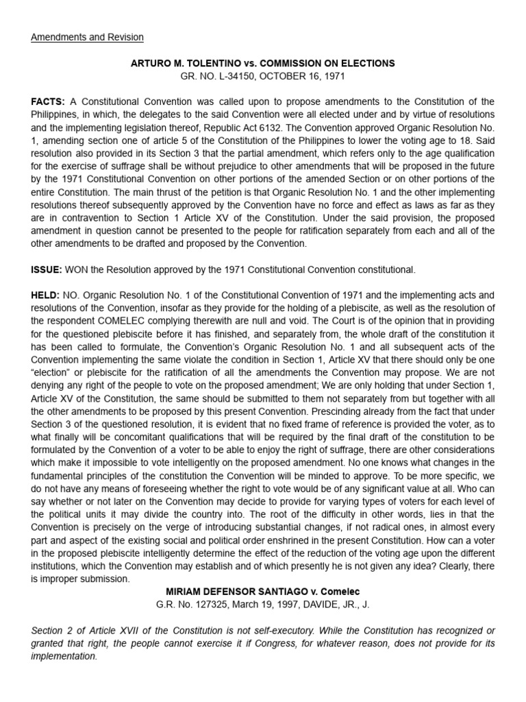 Constitutional Amendments in Philippine Law | PDF | Leasehold Estate ...