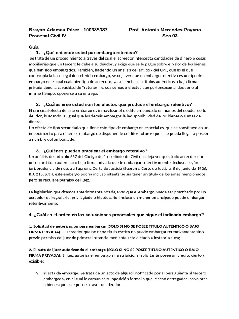 Brayan Adames - Guía Embargo Retentivo - Actividad 1 | PDF | Pagos ...