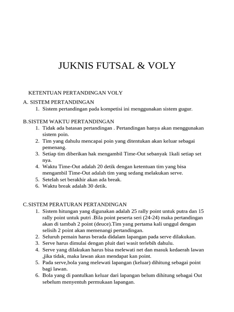 Juknis Futsal & Voly 2024 | PDF