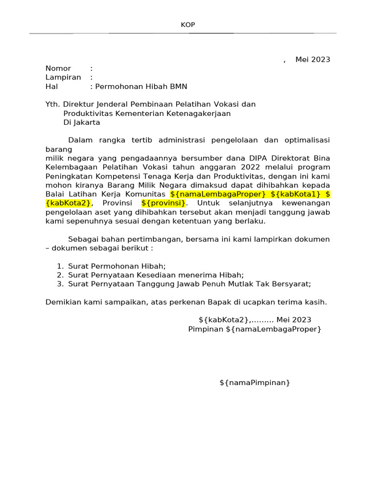 Format - Hibah - 2022 - BLKK (Update - 2023) | PDF