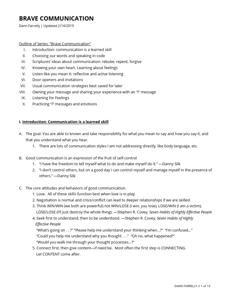 Brave Communication Strategies by Dann Farrelly | PDF | Feeling ...