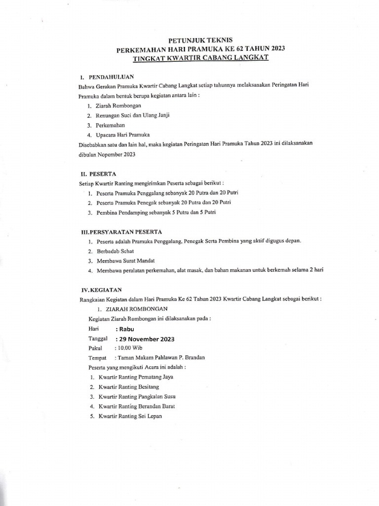 Juknis Kegiatan Hari Pramuka | PDF