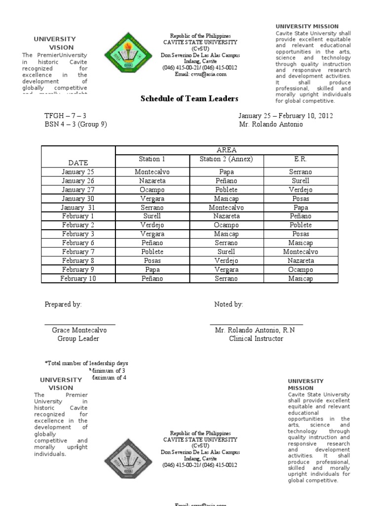 Duty Sheets Team Leader | PDF | Career & Growth