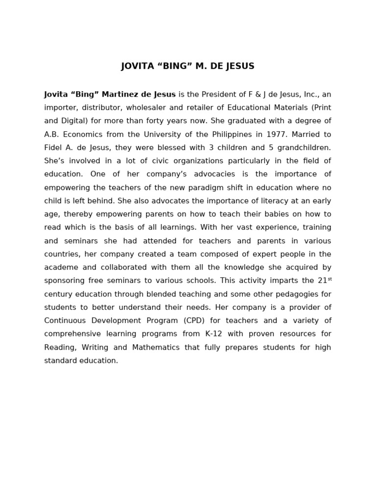 Write-Up - Jovita de Jesus | PDF