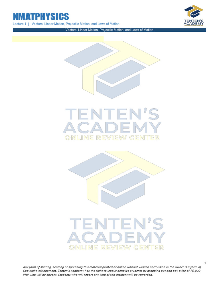 NMATPHYSICS - 1 - Vectors-Linear Motion-Projectile Motion-Laws of ...