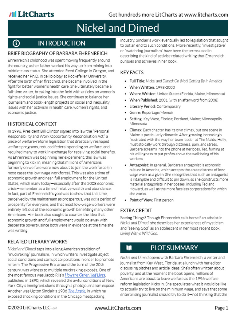 "Nickel and Dimed: Ehrenreich's Low-Wage Experiment" | PDF | Employment ...