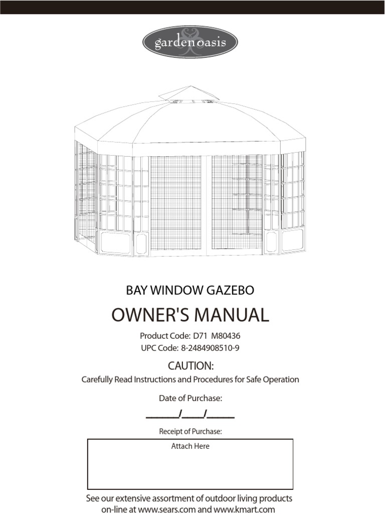 Bay Window Gazebo Assembly and Instructions Manual | Rust | Screw ...
