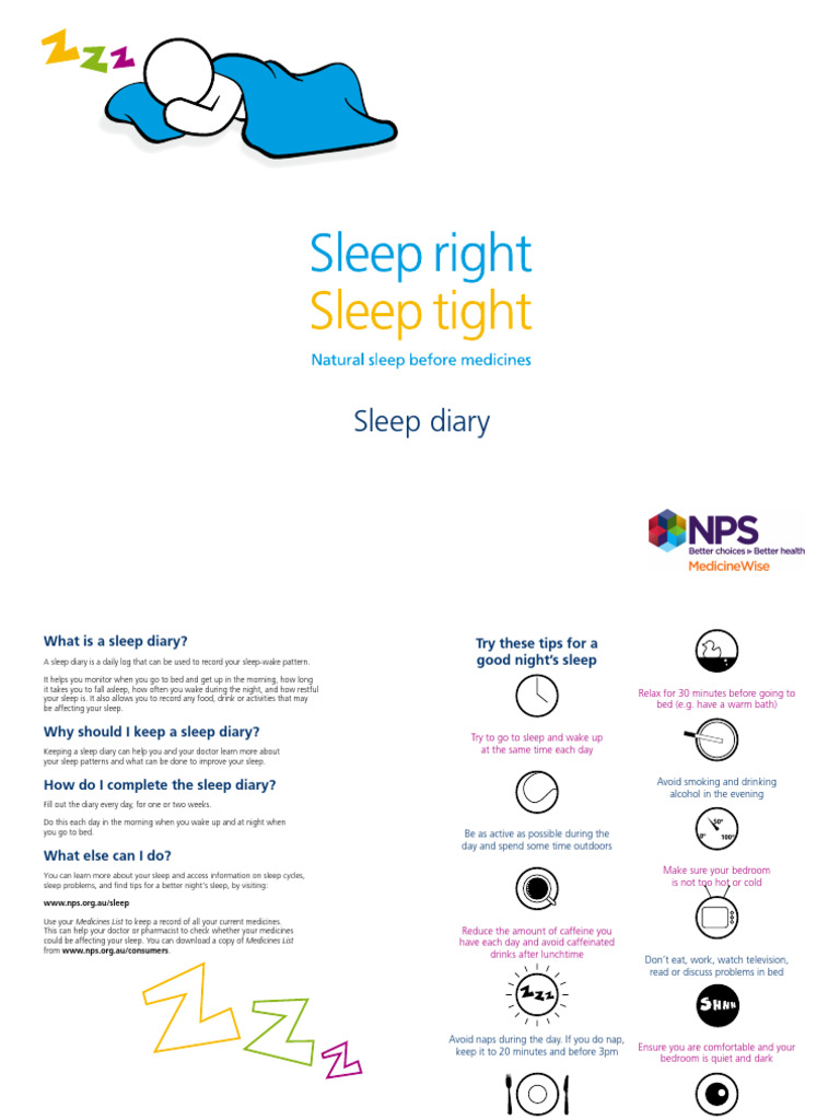 Sleep Diary Sleep Right Sleep Tight | PDF | Sleep | Determinants Of Health