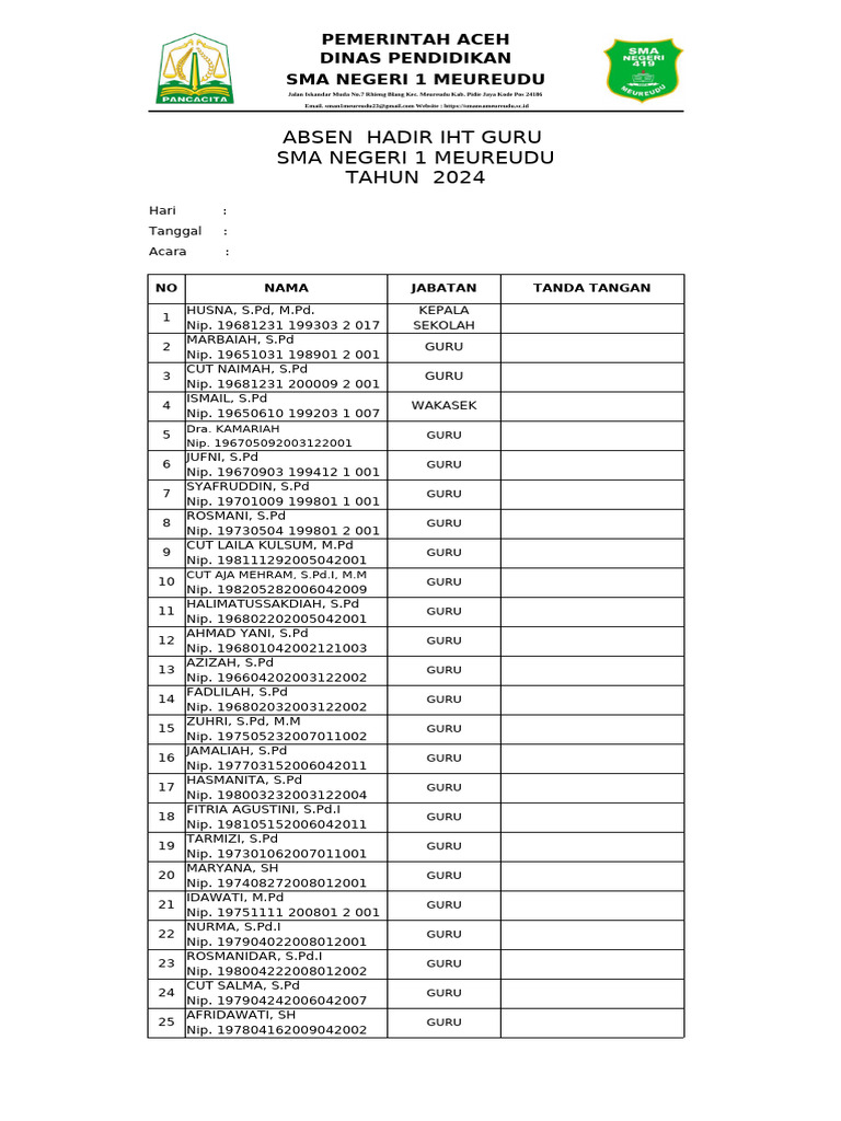Absen Hadir Rapat | PDF