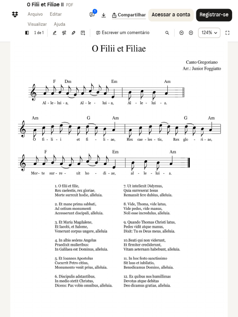 O Filii et Filiae - Partition PDF | PDF