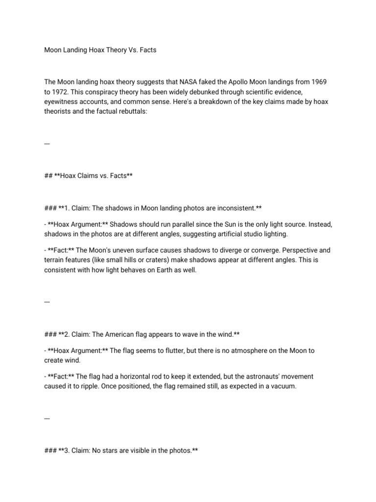 Moon Landing Hoax Theory vs. Facts | PDF | Moon | Outer Space