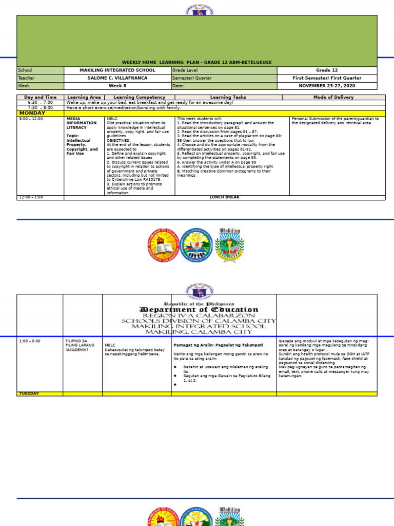 Scv Consolidated Whlp Week 8 (1) (1) | PDF | Learning | Fair Use