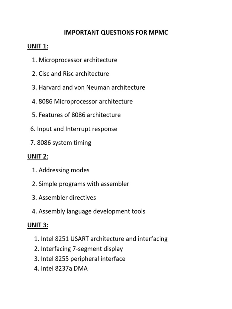 MPMC important questions | PDF