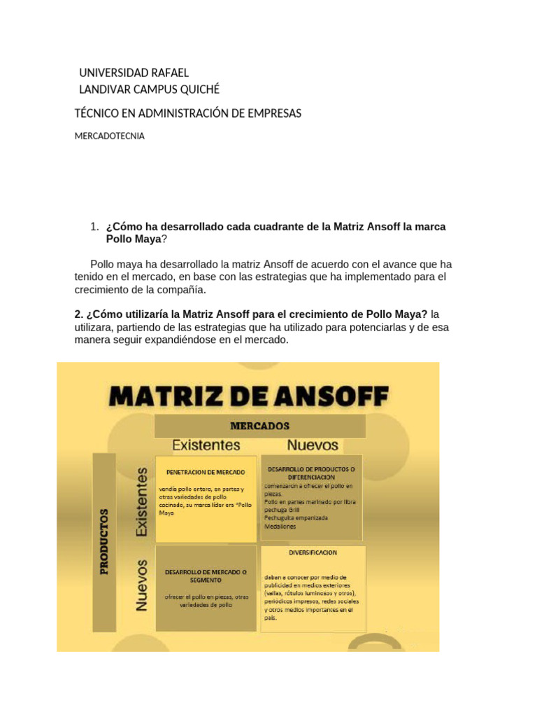 Ansoff Pollo Maya | PDF