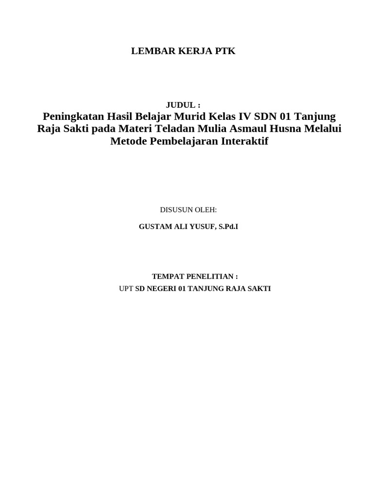 Lembar Kerja PTK p5 | PDF