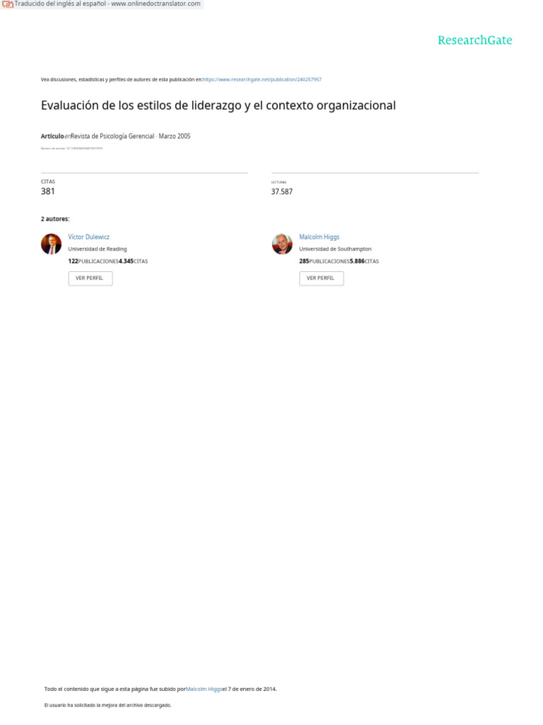 Assessing Leadership Styles Español | PDF | Liderazgo | Validez ...