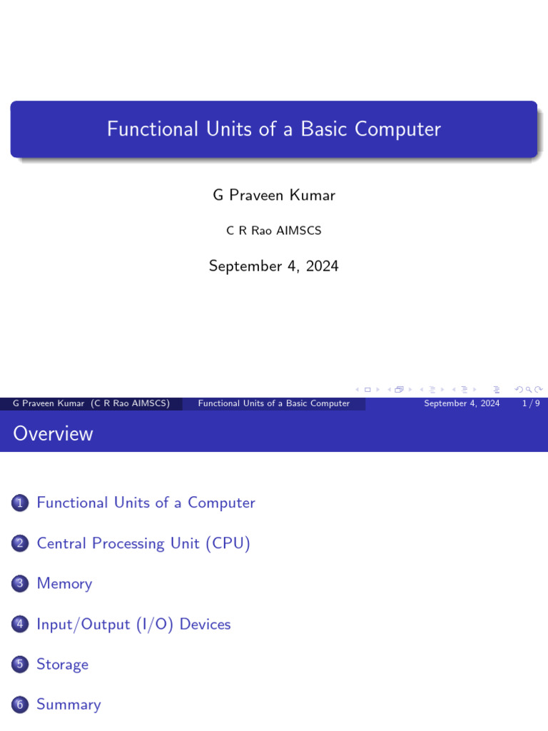 Functional Units of A Basic Computer: G Praveen Kumar | PDF