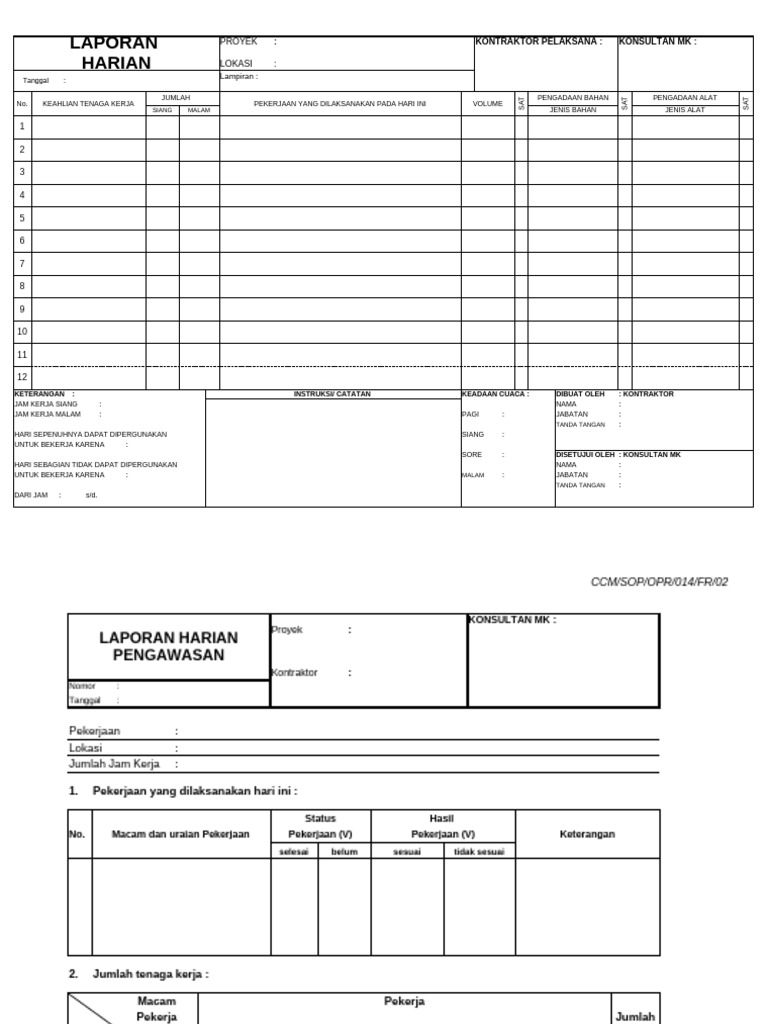 Laporan Harian Kegiatan Dan Progres Proyek | PDF