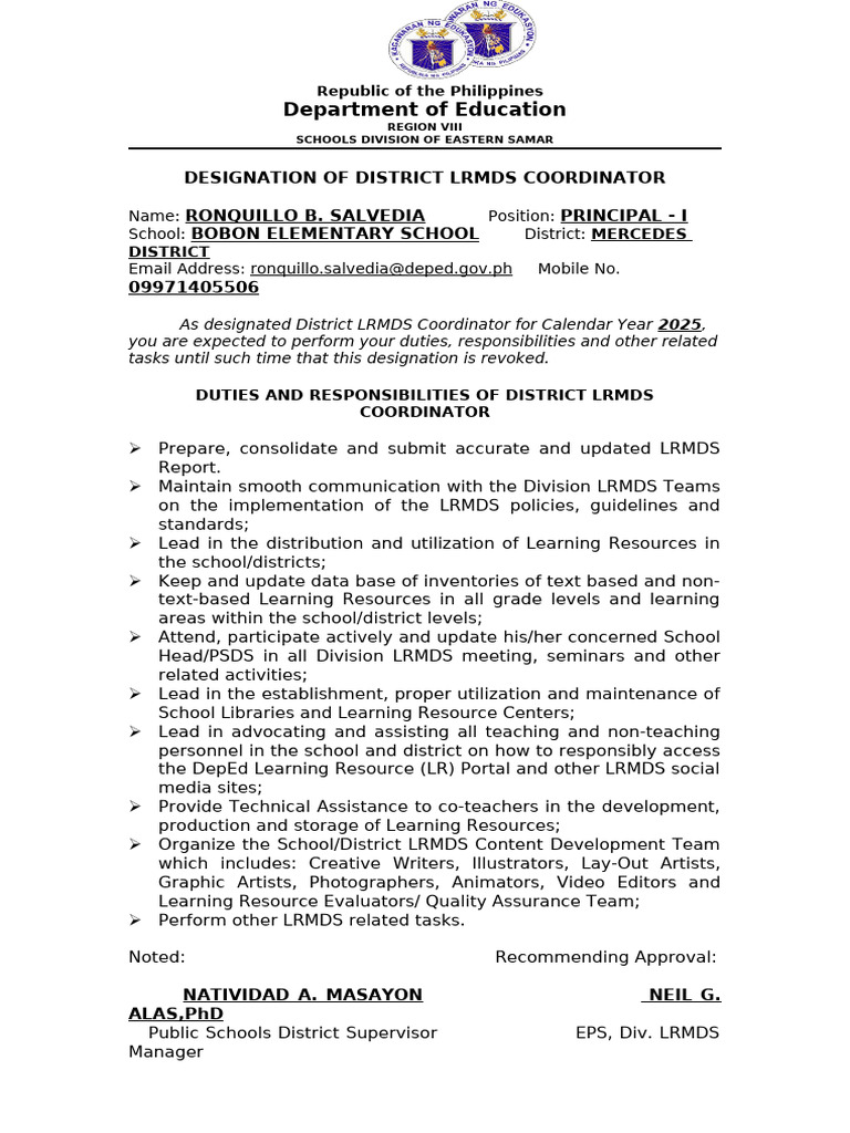 DESIGNATION ORDER LR Ronquillo | PDF