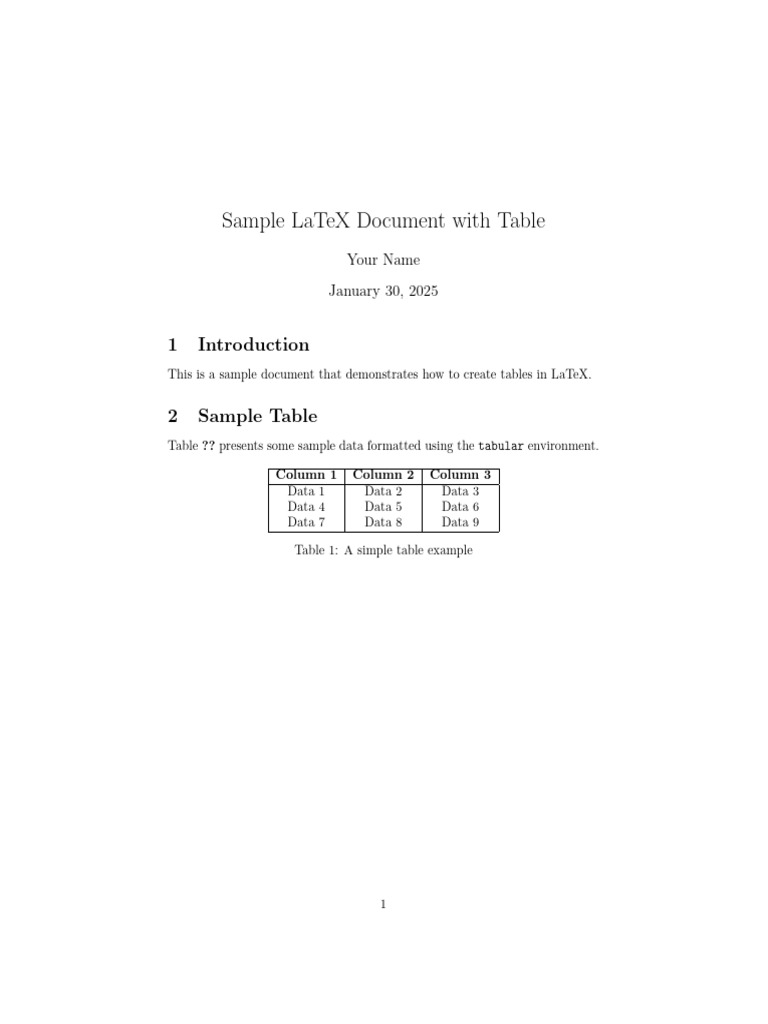 LaTeX Table Creation Guide | PDF