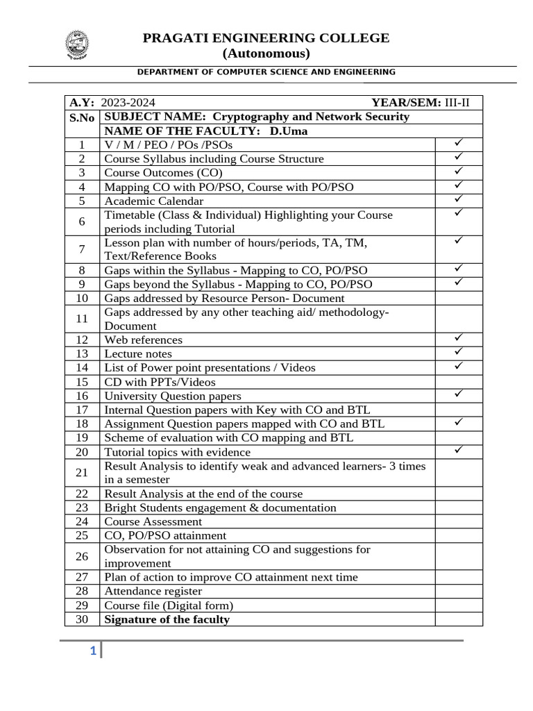 23 24 Cns Course File III II Cse | PDF | Cryptography | Public Key ...