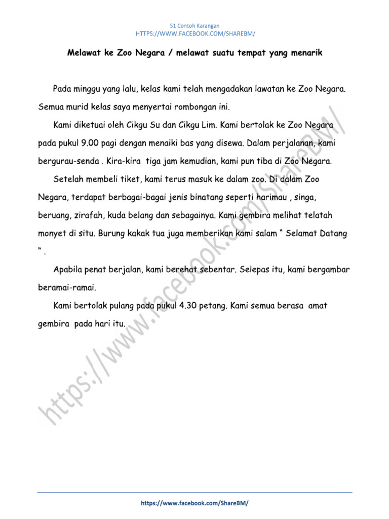 Melawat Ke Zoo Negara | PDF