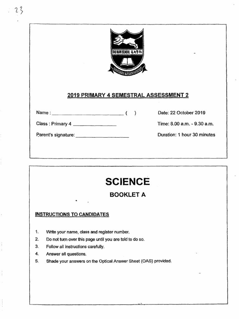01 P4_Science_SA2_2019_Tao_Nan_Exam_Papers (1) | PDF