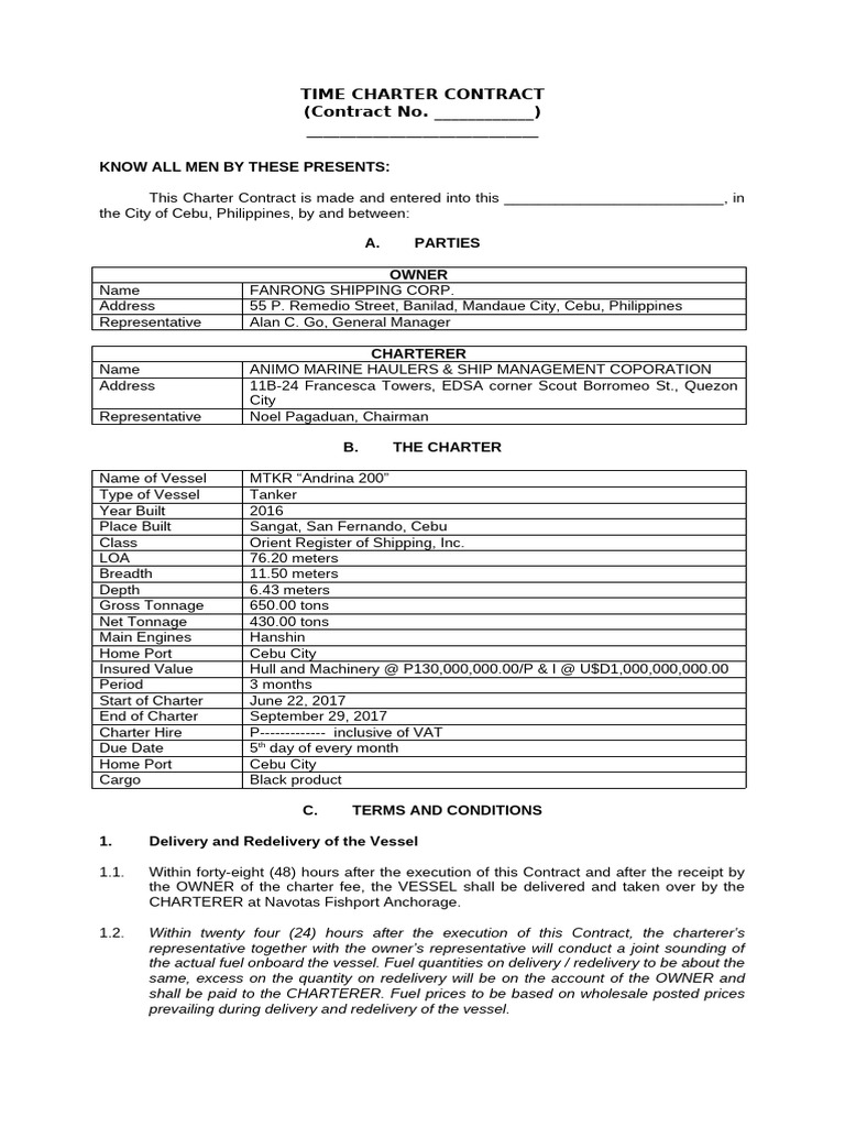 Time Charter TLF 2017 | PDF | Indemnity | Breach Of Contract