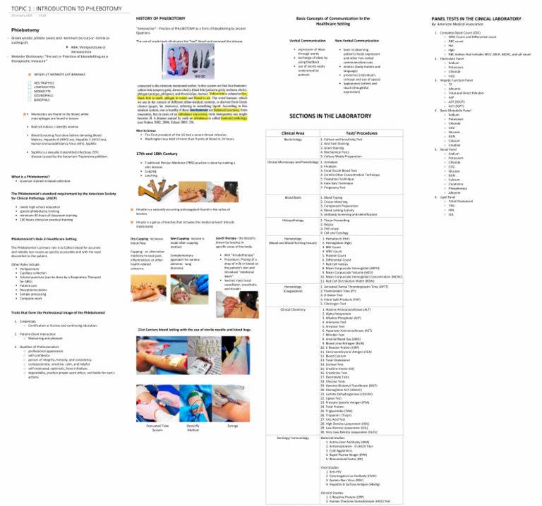 Topic 1 Introduction To Phlebo | PDF