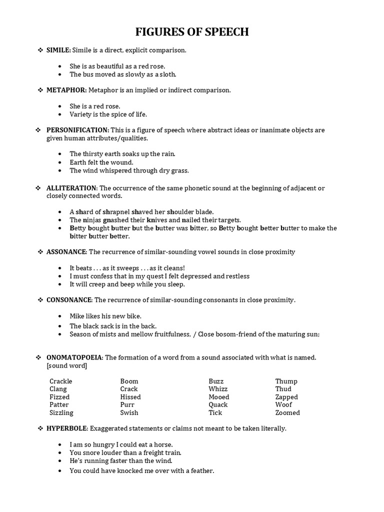 FIGURES OF SPEECH Grade 7 | PDF | Phonetics | Linguistics
