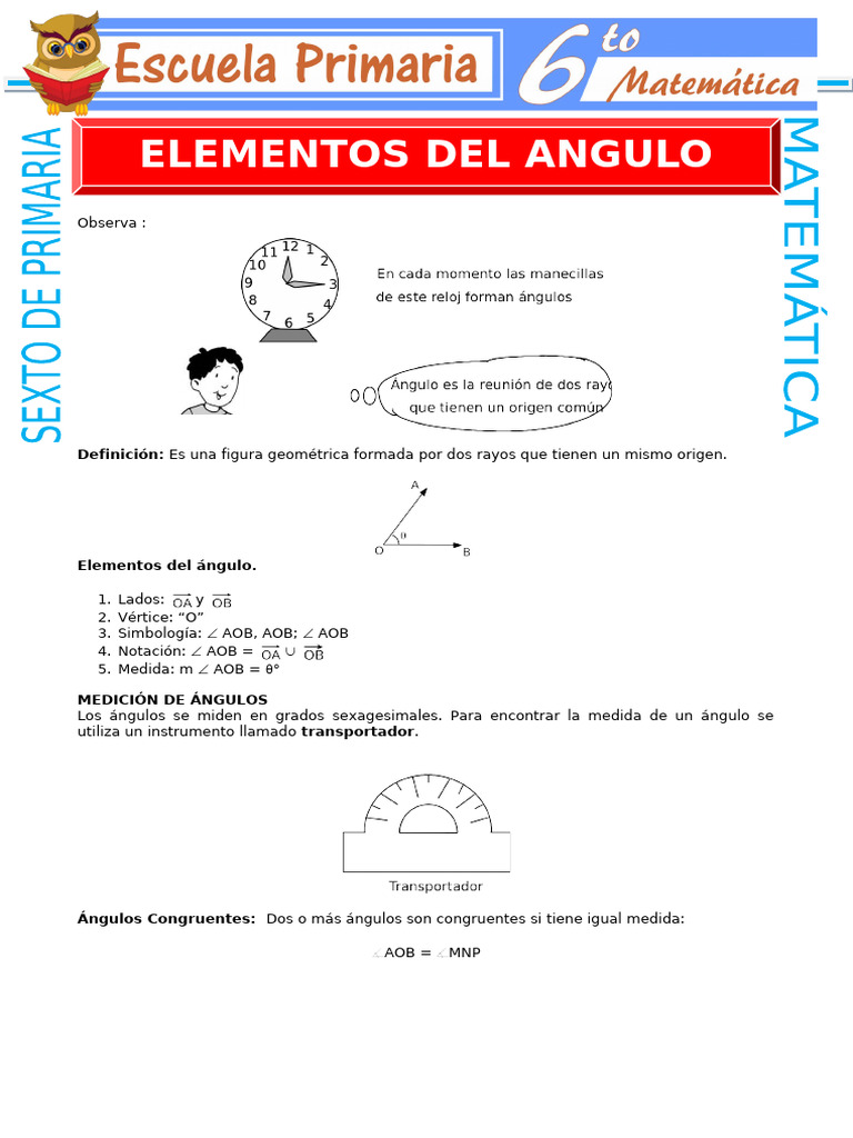 Elementos-del-Angulo-para-Sexto-de-Primaria | PDF | Ángulo | Geometría ...