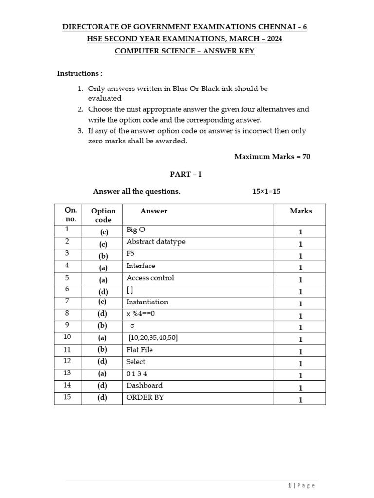 HSE 2024 Computer Science Answer Key | PDF | Comma Separated Values ...