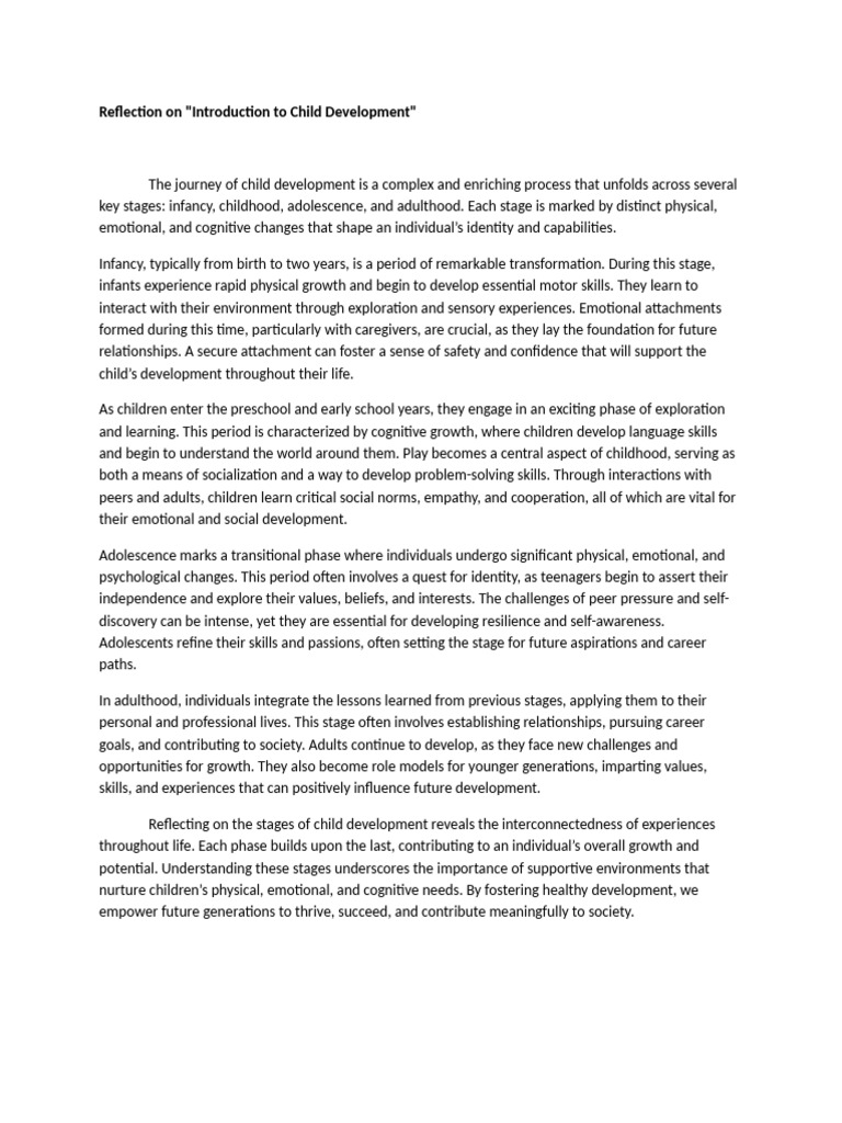 reflections | PDF | Child Development | Adolescence