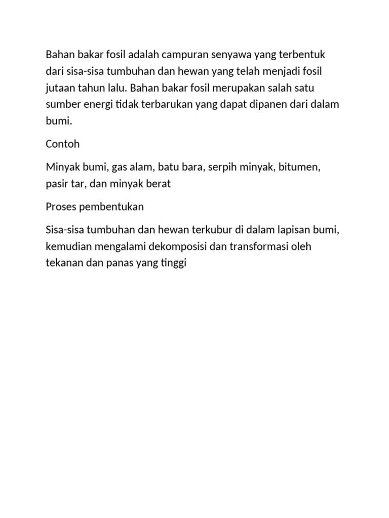Bahan Bakar Fosil Adalah Campuran Senyawa Yang Terbentuk Dari Sisa | PDF