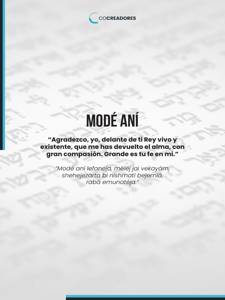 Oración Matutina de Gratitud Judía | PDF