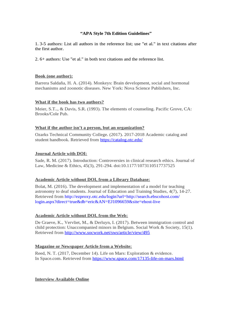 APA Style 7th Edition Guidelines | PDF