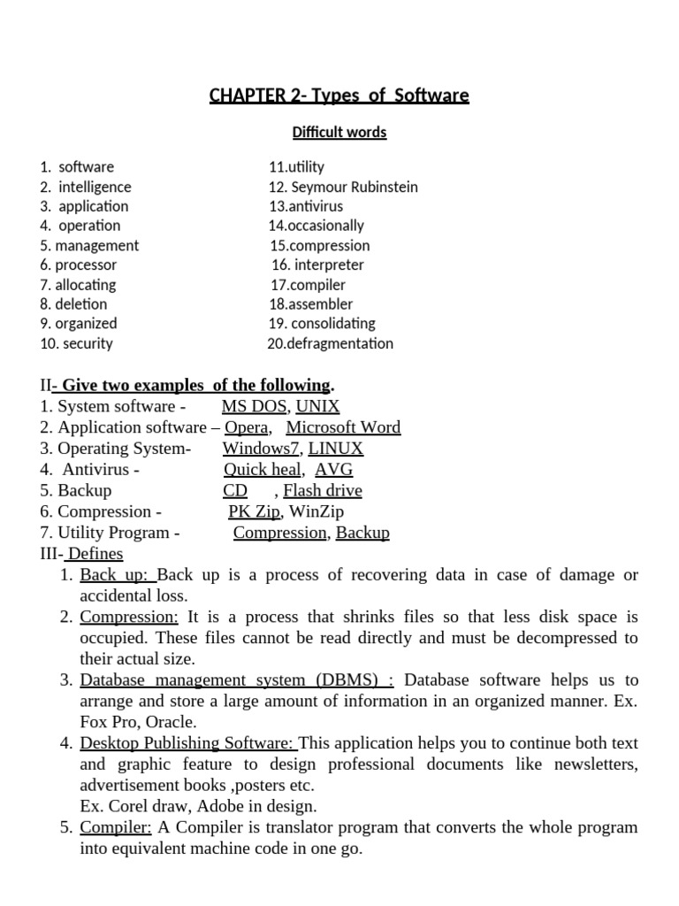 CHAPTER 2 Notes Class 5 | PDF | Operating System | Software
