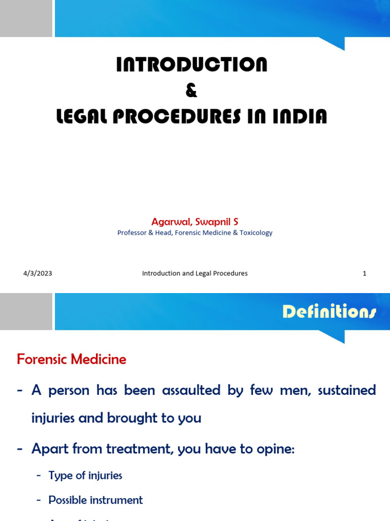 Forensic Medicine and Legal Procedures in India | PDF | Witness ...