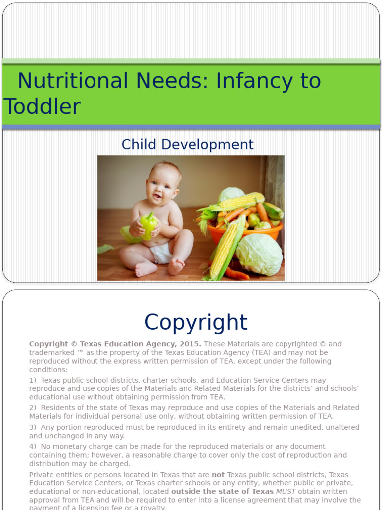 Nutritional Needs Infancy To Toddlers PPT Revised | PDF | Infants | Foods