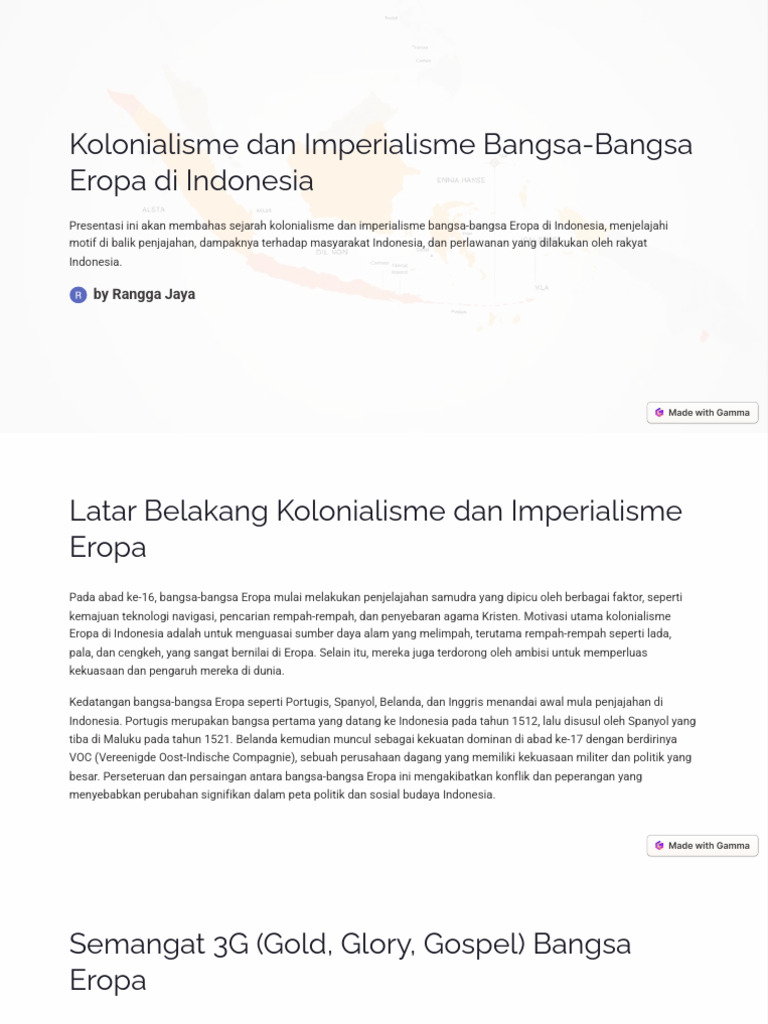 Kolonialisme Dan Imperialisme Bangsa Bangsa Eropa Di Indonesia | PDF
