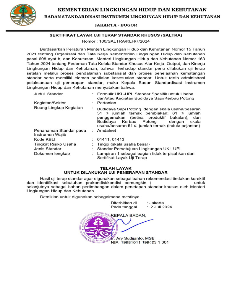 SALTRA KEMENTAN 2024 | PDF