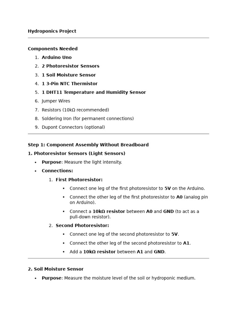 Hydroponics Project Assembly and Code Without Breadboard | PDF ...