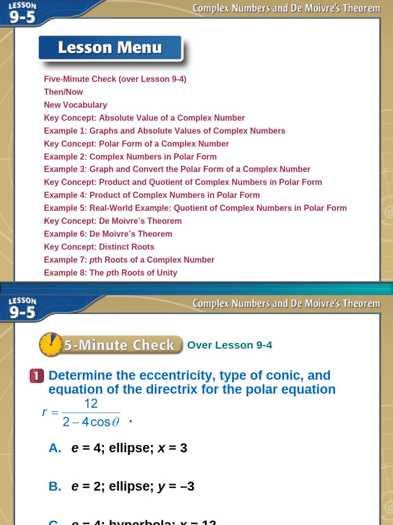 Complex Numbers and de Moivre S Theorem | PDF | Mathematical Analysis ...