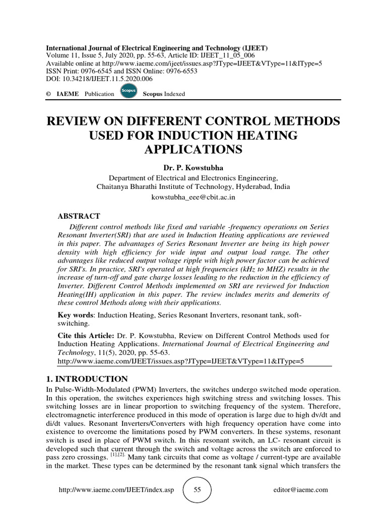 Control Methods for Induction Heating | PDF | Power Inverter | Resonance
